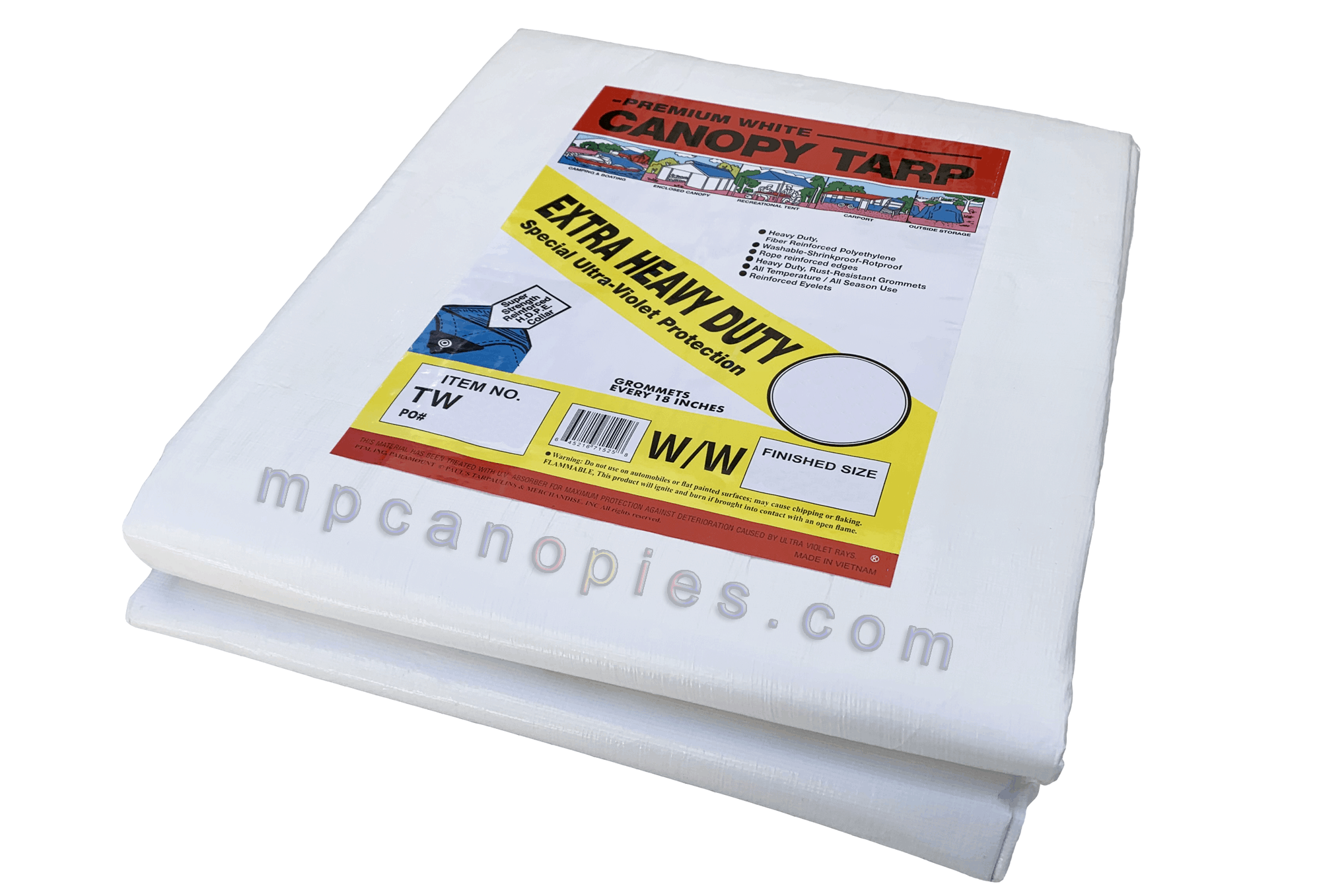 20 X 50 White Tarp MP Canopies Tarps LLC